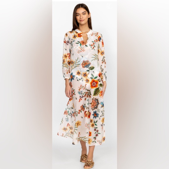 Johnny Was | Swim | Johnny Was Ardella Puff Sleeve Silkblend Maxi Dress ...